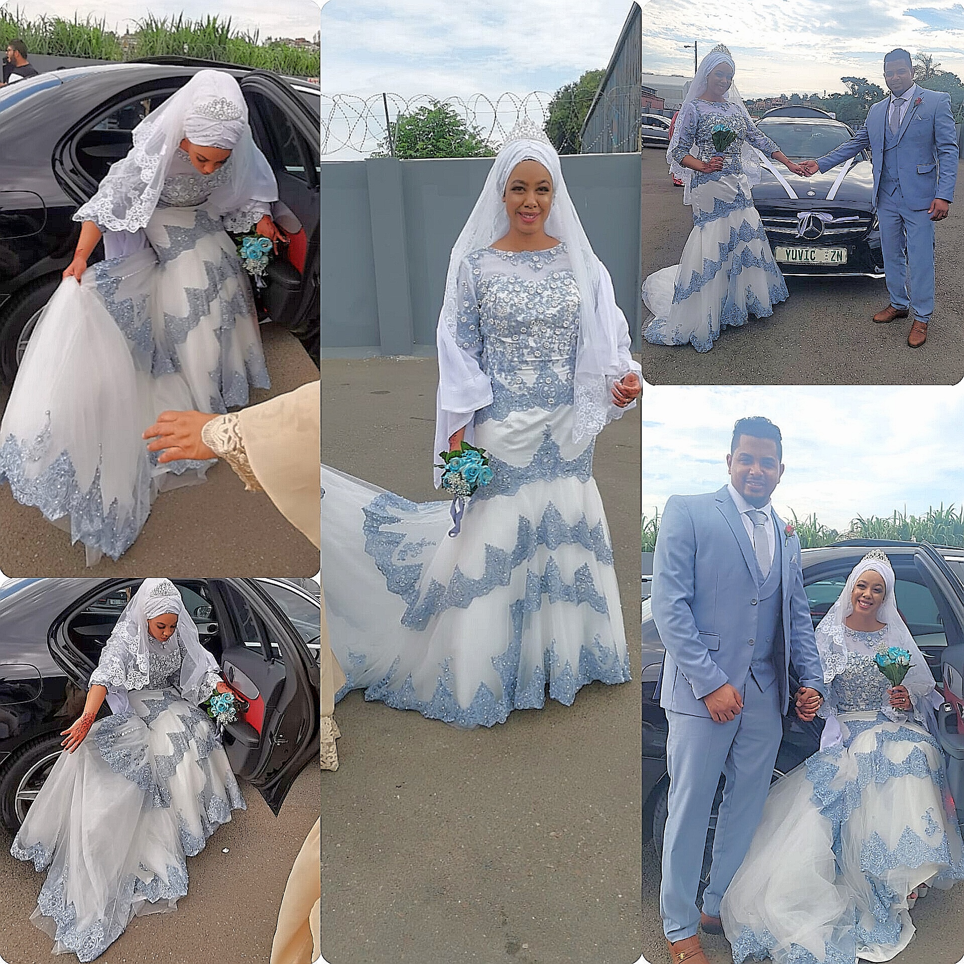 White& duck egg blue wedding dress – ReBride